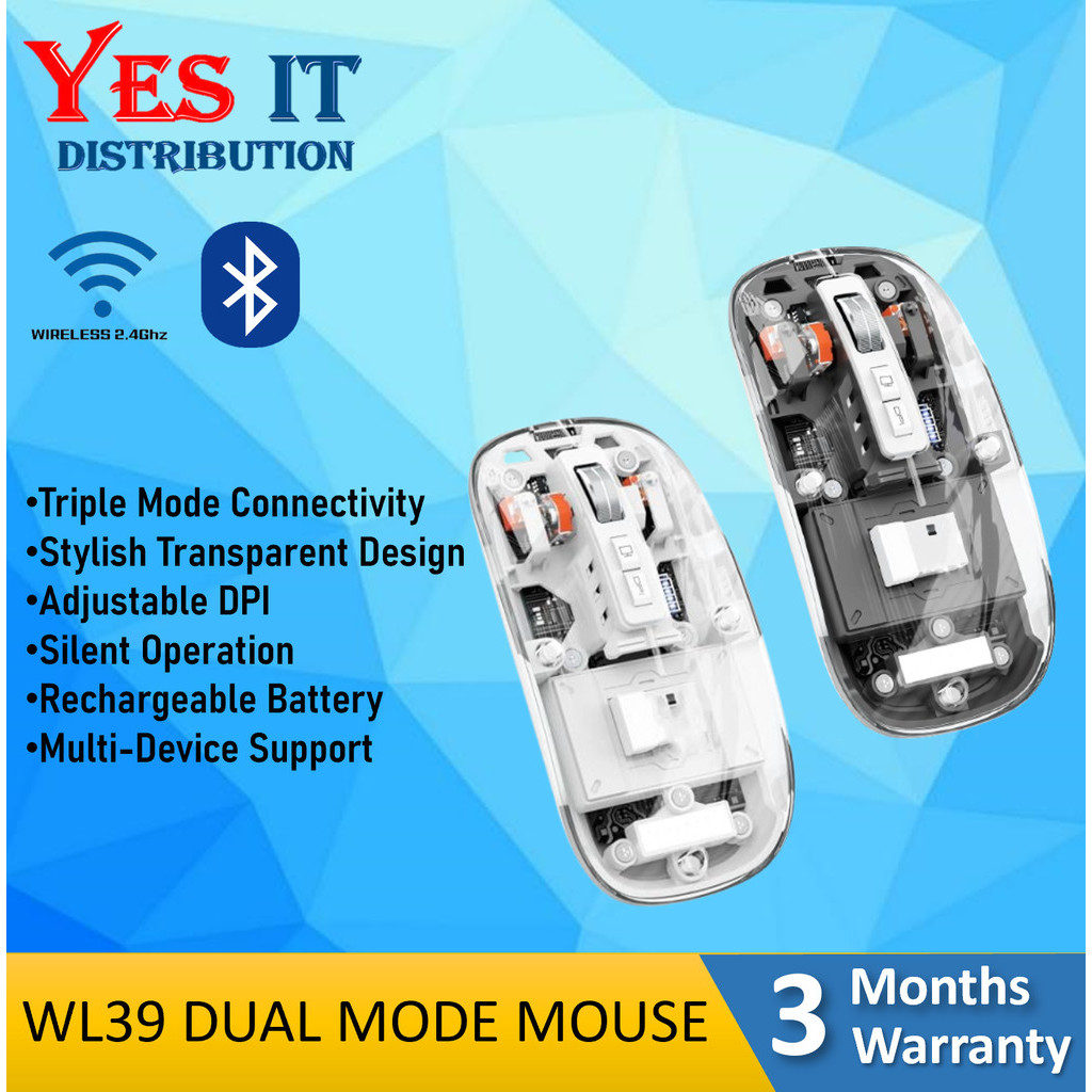 PROBEX WL39 Wireless Gaming Mouse Transparent Rechargeable 2.4G ...