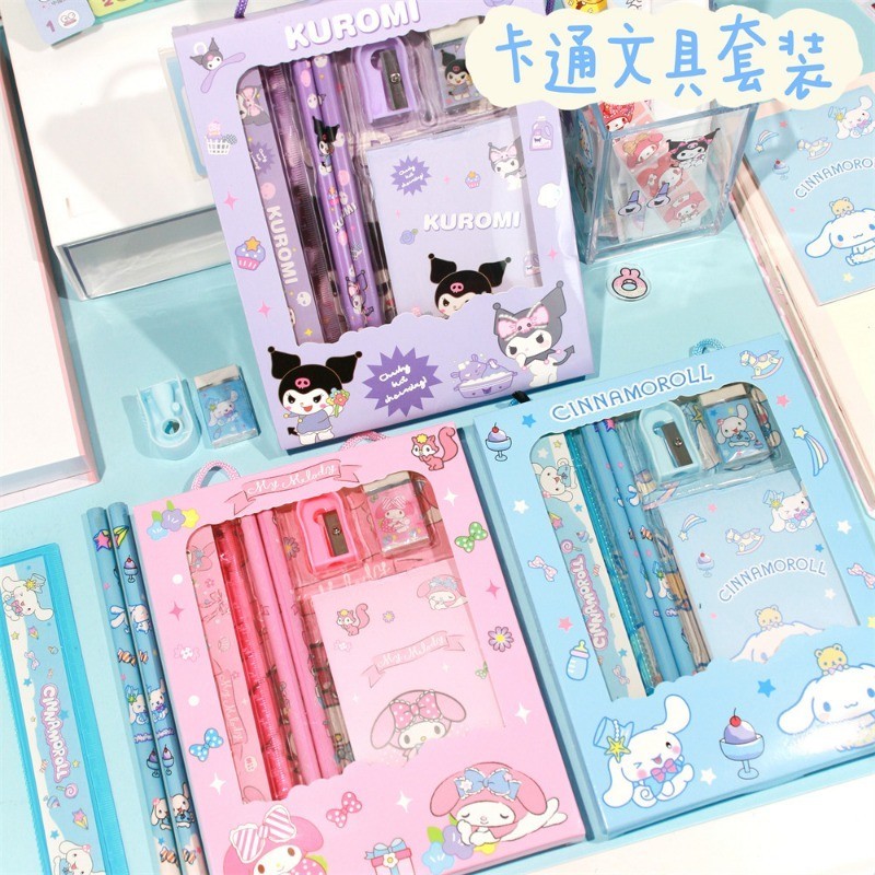 6 Piece Sanrio Anime Stationery Set Kawaii Kuromi Purin Mymelody ...