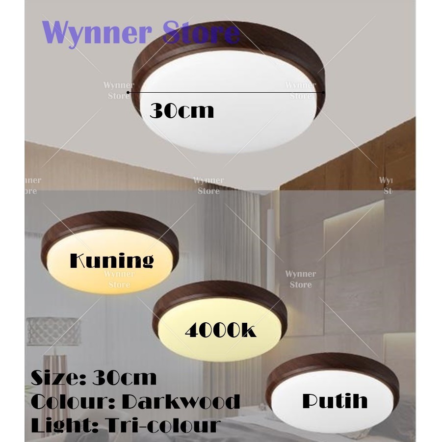 Muji Lamp [Darkwood Frame] 30cm Led Ceiling Lamp Lampu Ceiling Colour ...