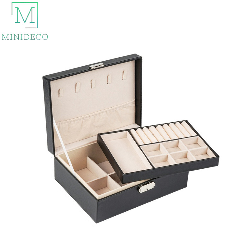 Double Layer Accessory Organizer Box Leather Watch Jewelry Box With ...