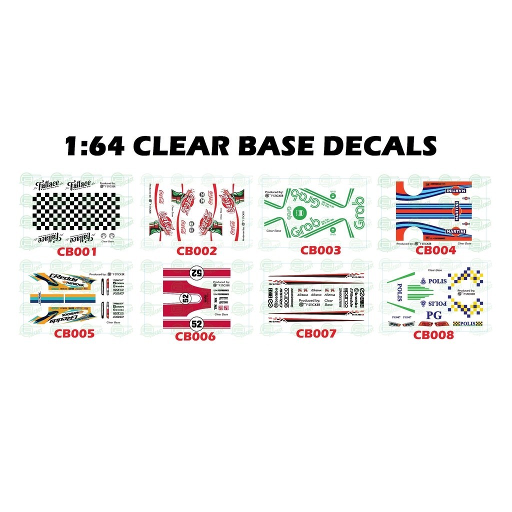 CB001 - CB015 > CLEAR BASE DECALS 1:64 diecast custom waterslide decal ...
