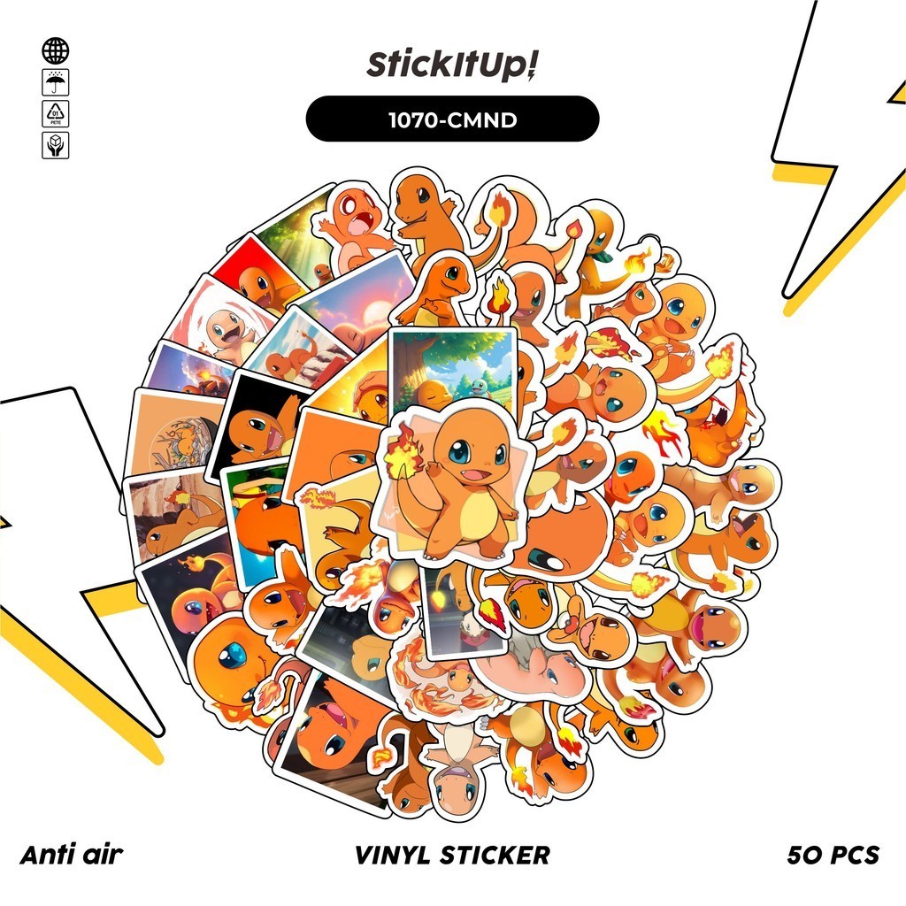 HP 100 Pcs Pokemon Charmander Sticker Pack Cute Cute Aesthetic Vinyl ...