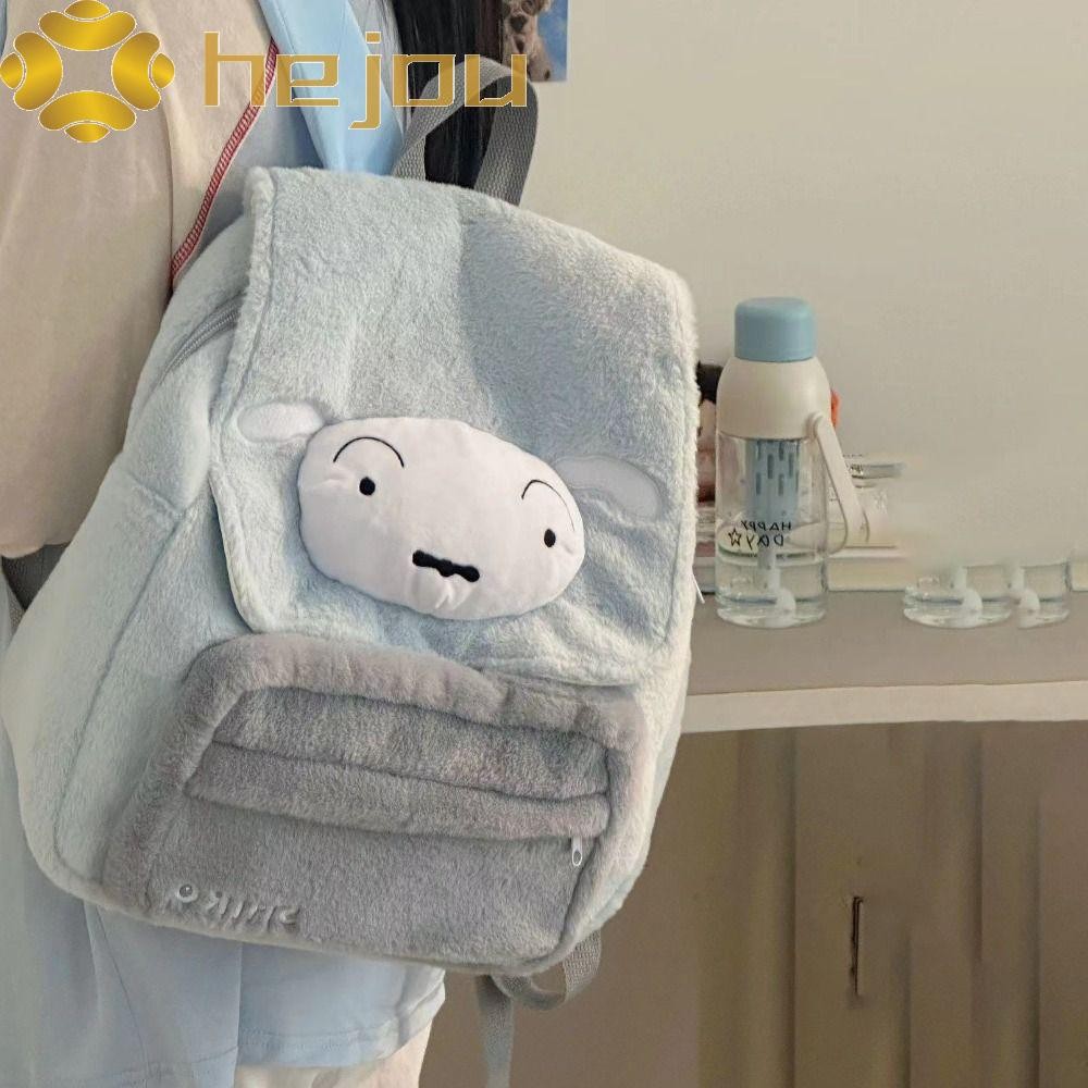 HEJOU Anime Plush Backpack, Blue Soft Crayon Shin-chan Backpack ...