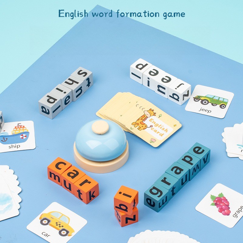 64 Cards Cognitive Matching Puzzles Wood Montessori Font Block ...