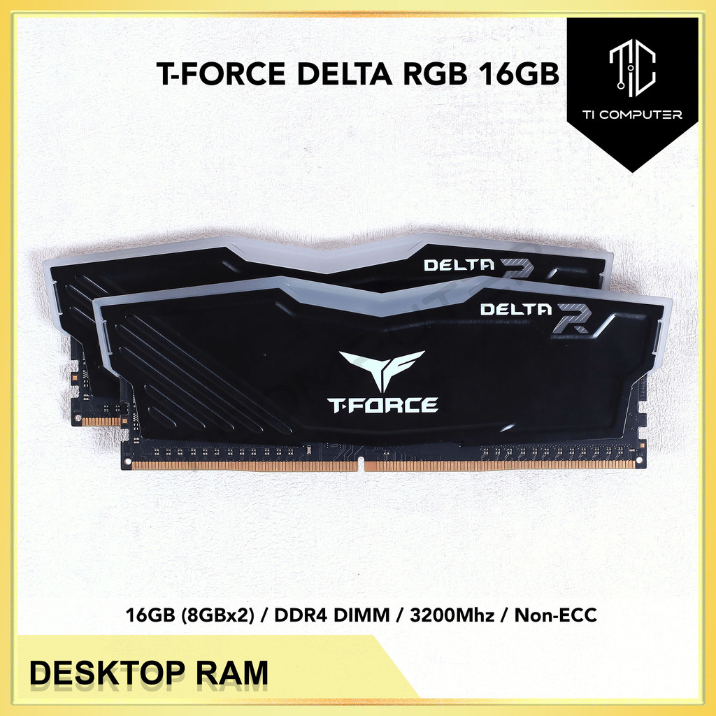 TeamGroup T-FORCE DELTA RGB 16GB DDR4 (2x 8GB) CL16 Memory Dual Kit 3200MHz PC4-25600 DIMM ...