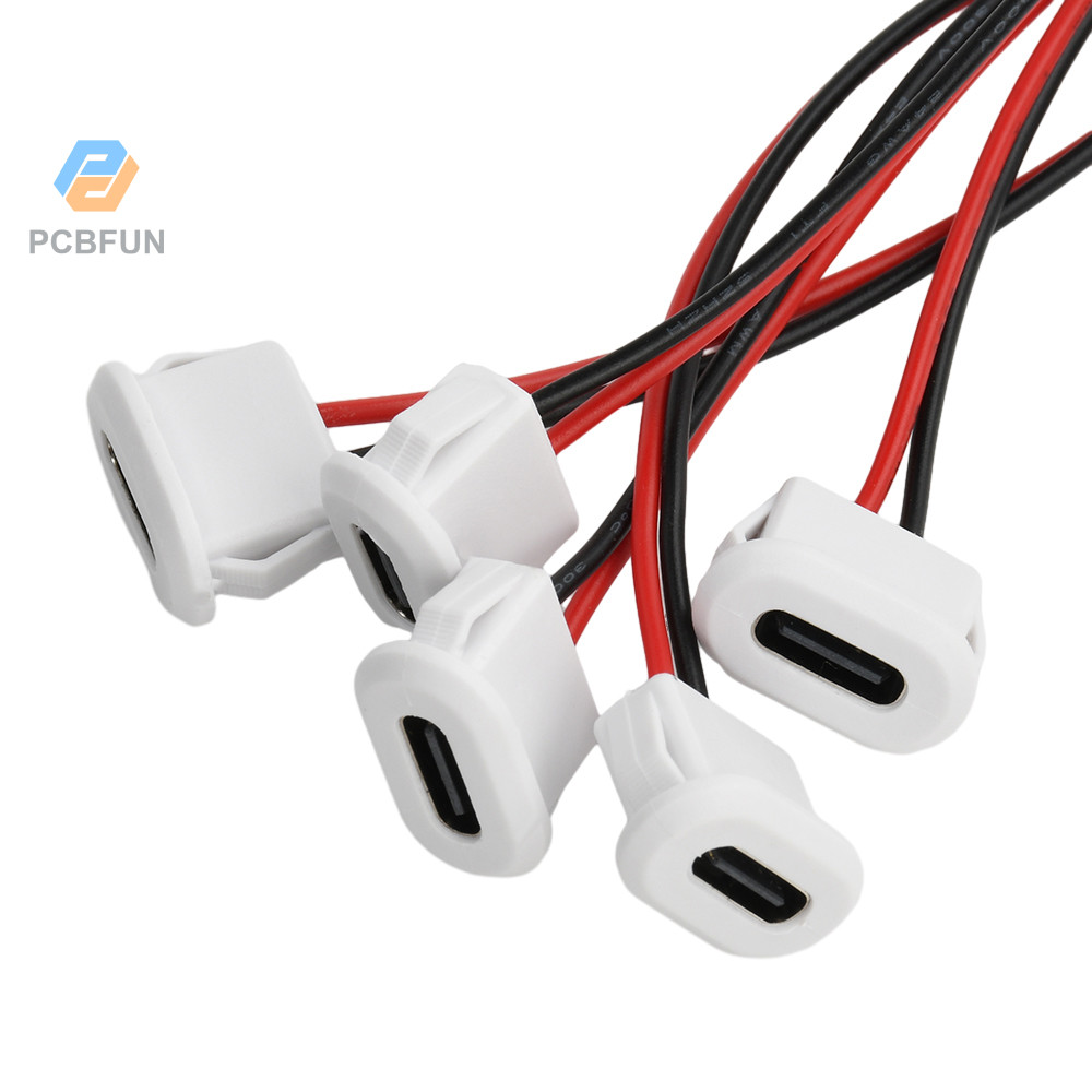 Pcbfun 5PCS/SET Type C Female Chassis Connector Waterproof 2P Injection ...