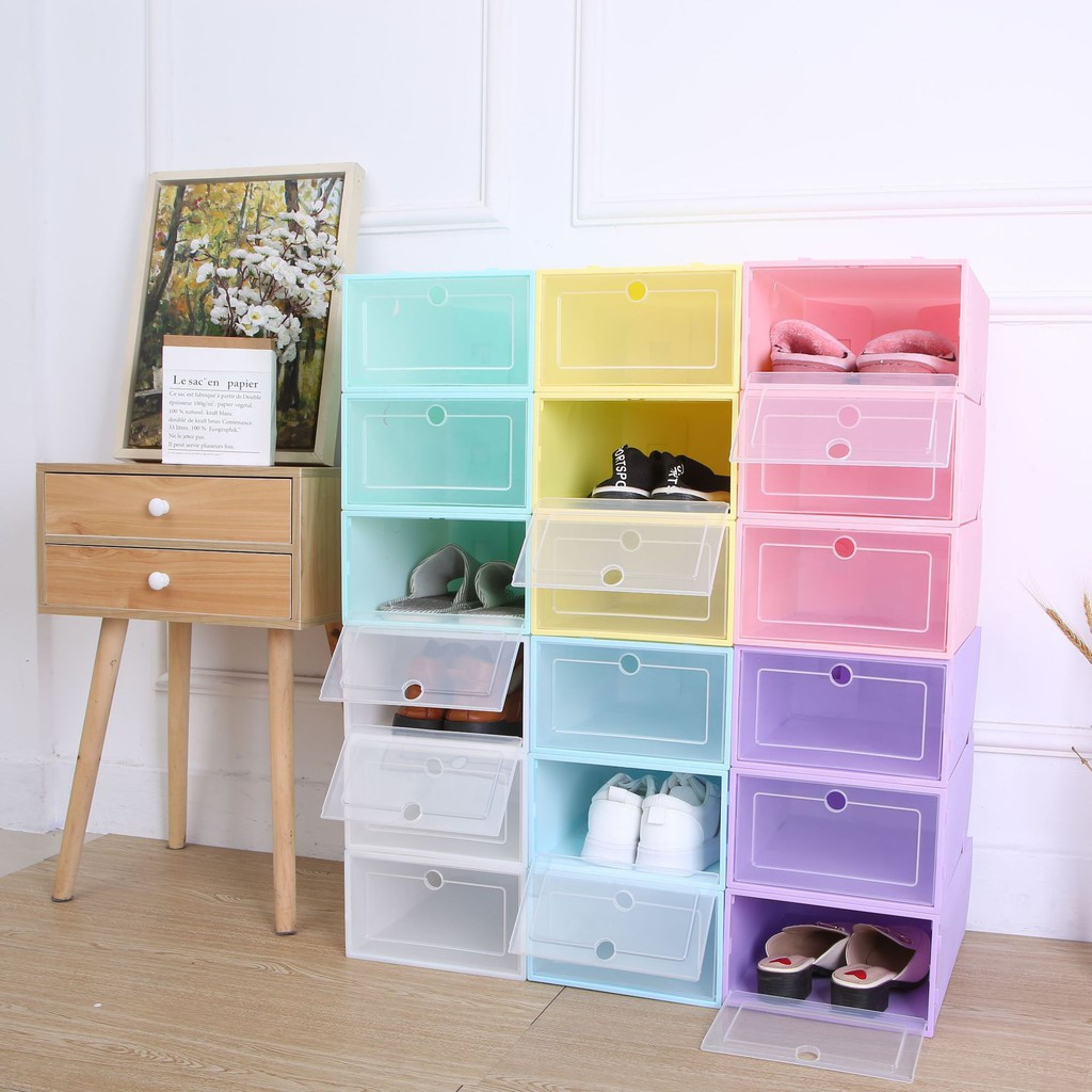 Thick Transparent Folding Plastic OSAKA Shoe Box / Stacking Sandal Shoe ...