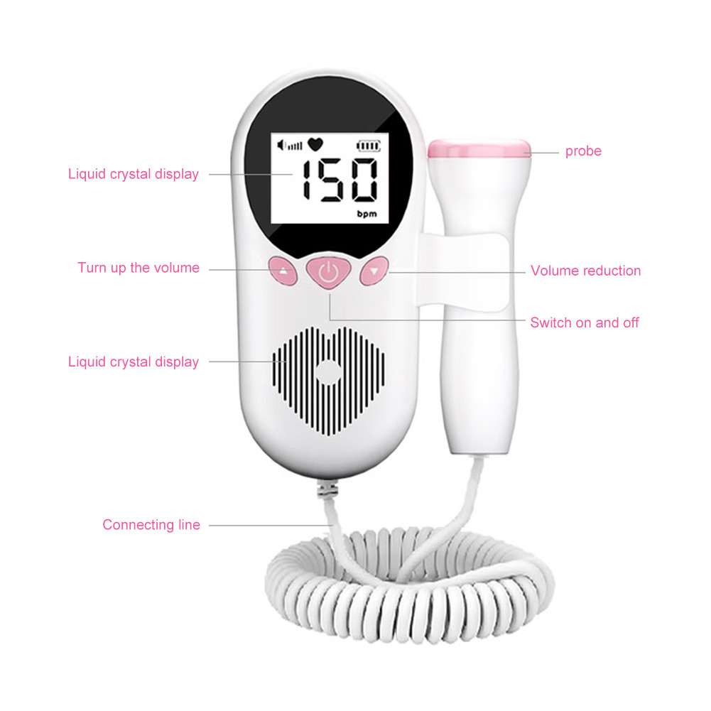 Mini Home Fetal Doppler Baby Heartbeat Monitor 3MHz LCD Screen Fetal ...