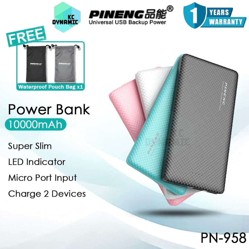 Pineng PN-958 10000mAh Powerbank Slim Power Bank Dual USB Pawer Bank ...