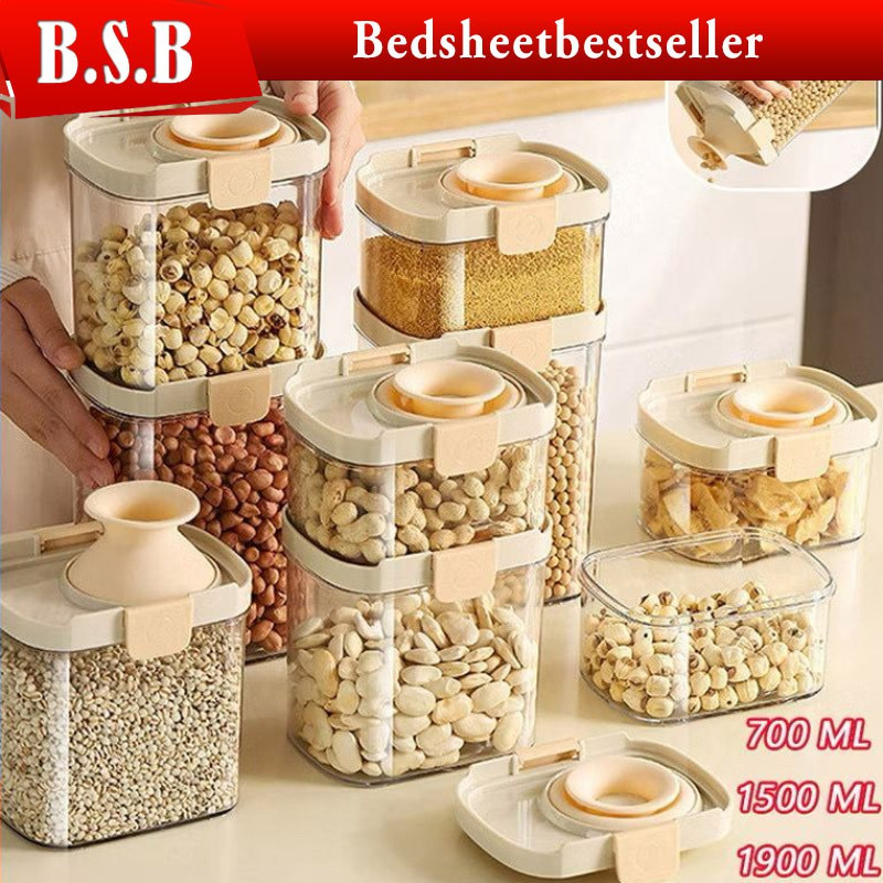 Stackable Transparent Food Storage Container Kitchen Organiser Vacuum ...