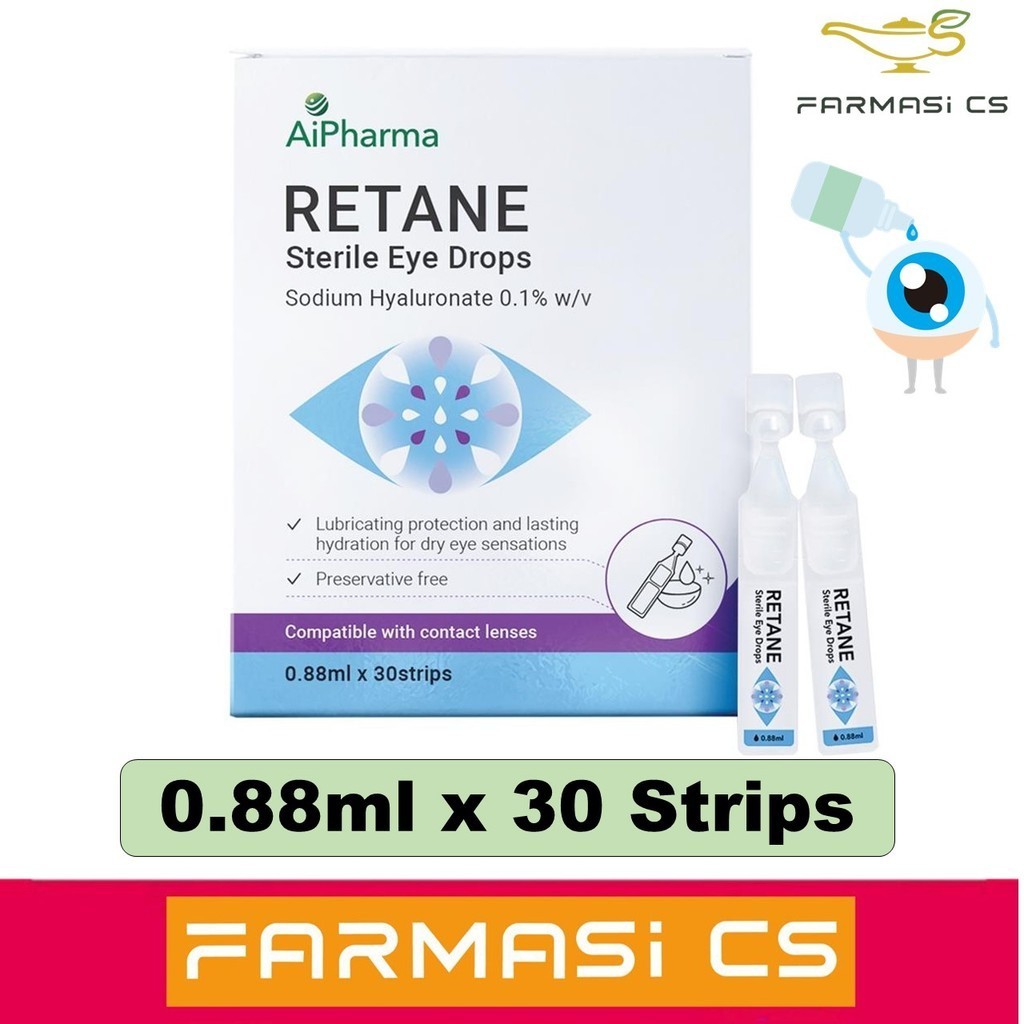 Aipharma Retane Sterile Eye Drops 0.88ML x 30 Strips EXP:09/2026 ...