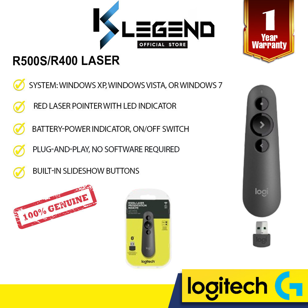 Logitech R500s/R400 Laser Class 1 Presenter Bluetooth and USB ...