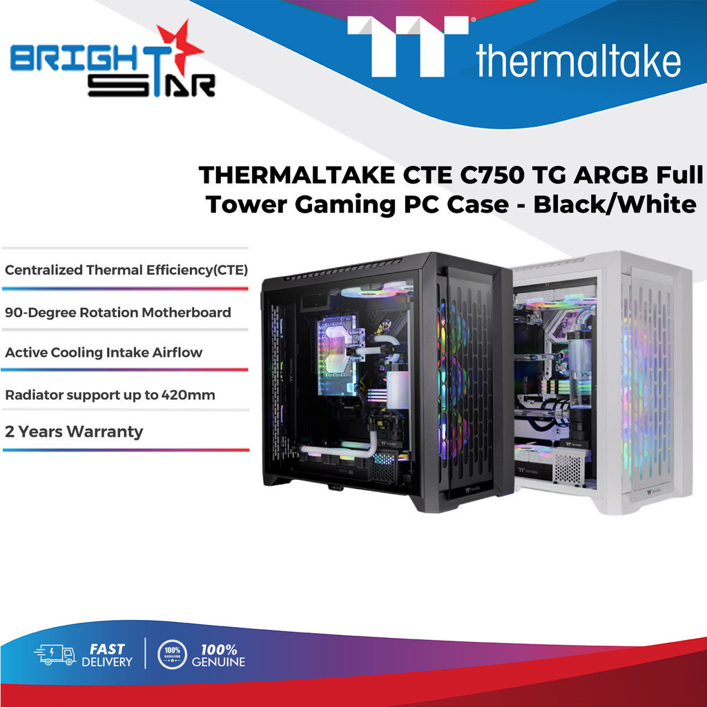 THERMALTAKE CTE C750 TG ARGB Full Tower Temper Glass PC Casing - Black ...