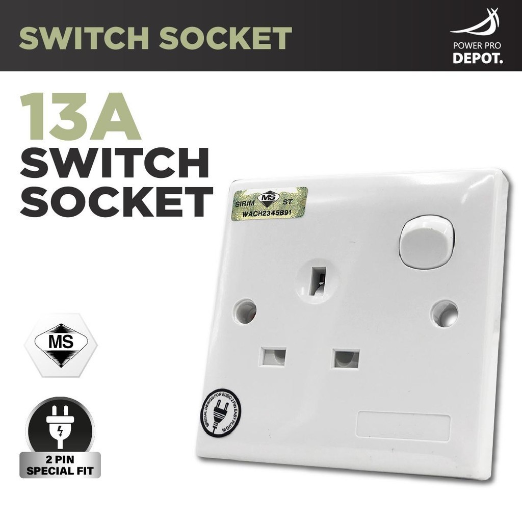 13A Single Switch Socket | Electric Socket Switch [Sirim Approved ...