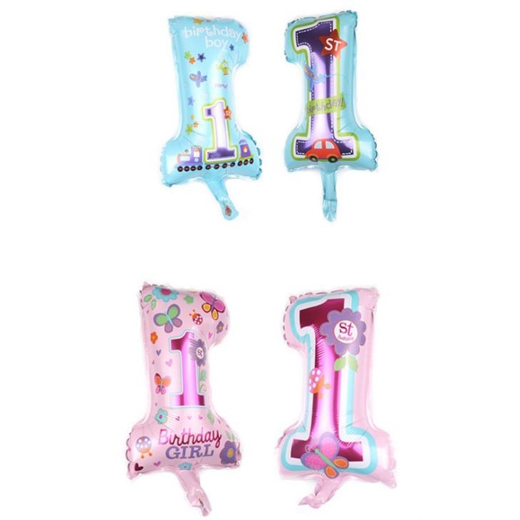 16inch Mini Double Sides Digital 1 aluminum helium balloon birthday ...