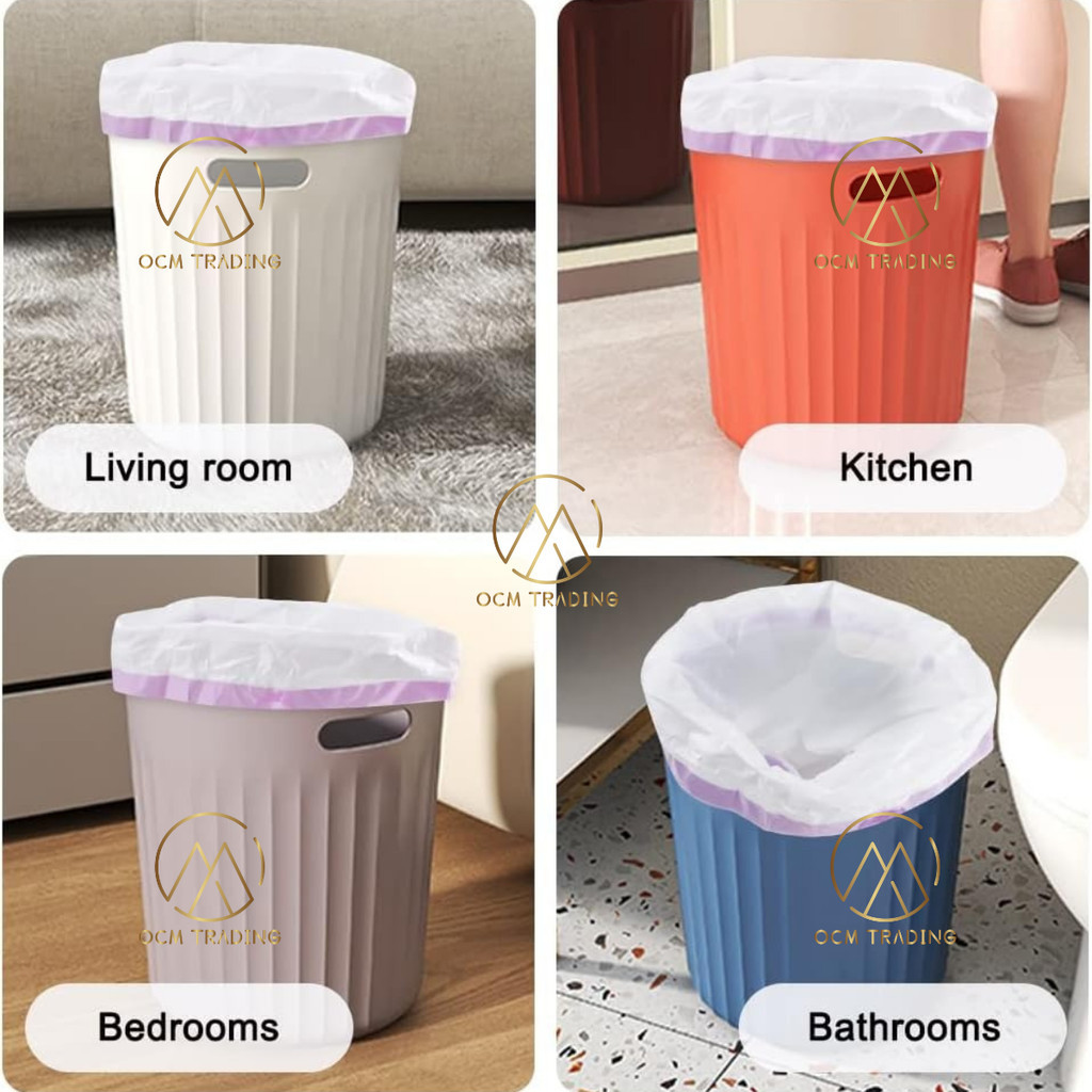 OCM Drawstring Rubbish Plastic Bag Roll with String for Home Kitchen ...