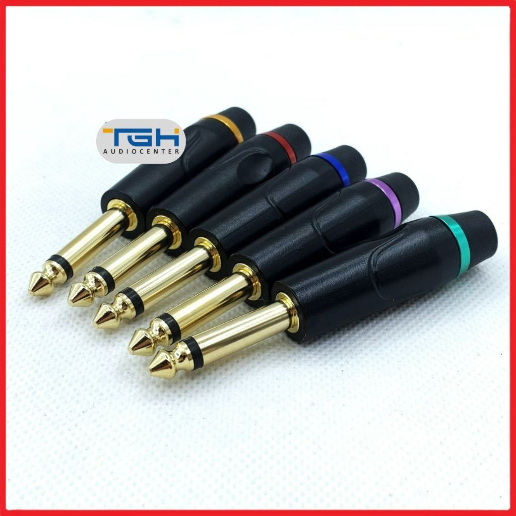 6mm soldered wire Jack (6.35mm) mono 2 pins, 5 colors. (PRICE For 1 PC ...