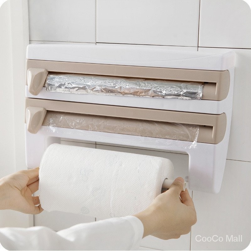 Wrap Dispenser Space Saving Wall-mounted Multifunctional Cling Film ...