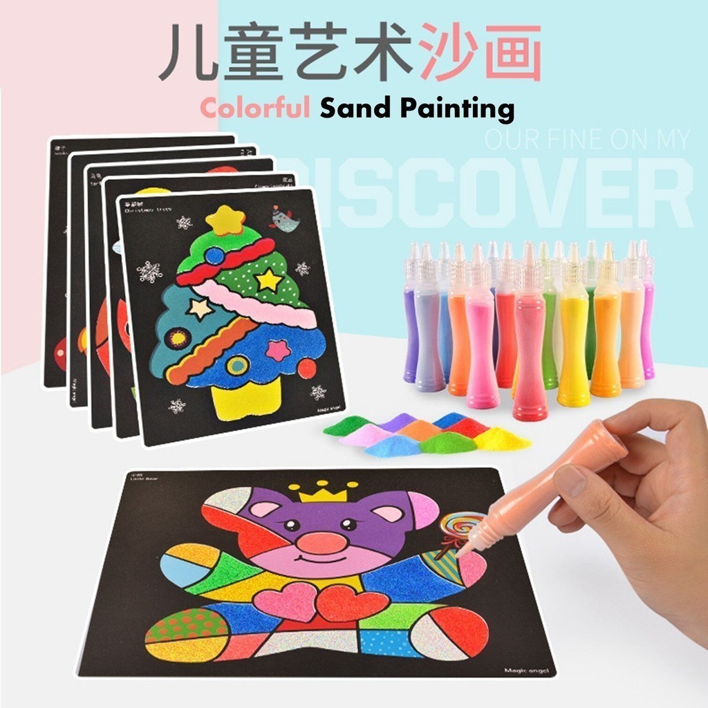 Colorful DIY Kids Sand Painting Sand Art Cards Educational toys Art ...