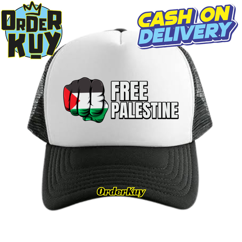 OrderKuy FREE PALESTINE Trucker Hat - FREE PALESTINE Logo Distro Hat ...
