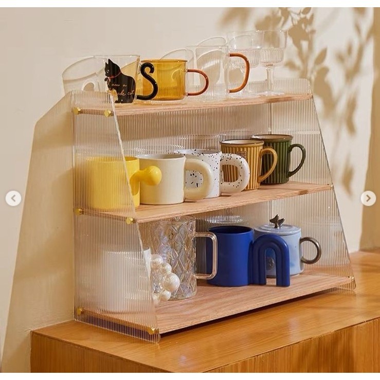 [Ready Stock] TOPFINE Acrylic Multi-layer Wooden Rack Spice Rack Cup ...