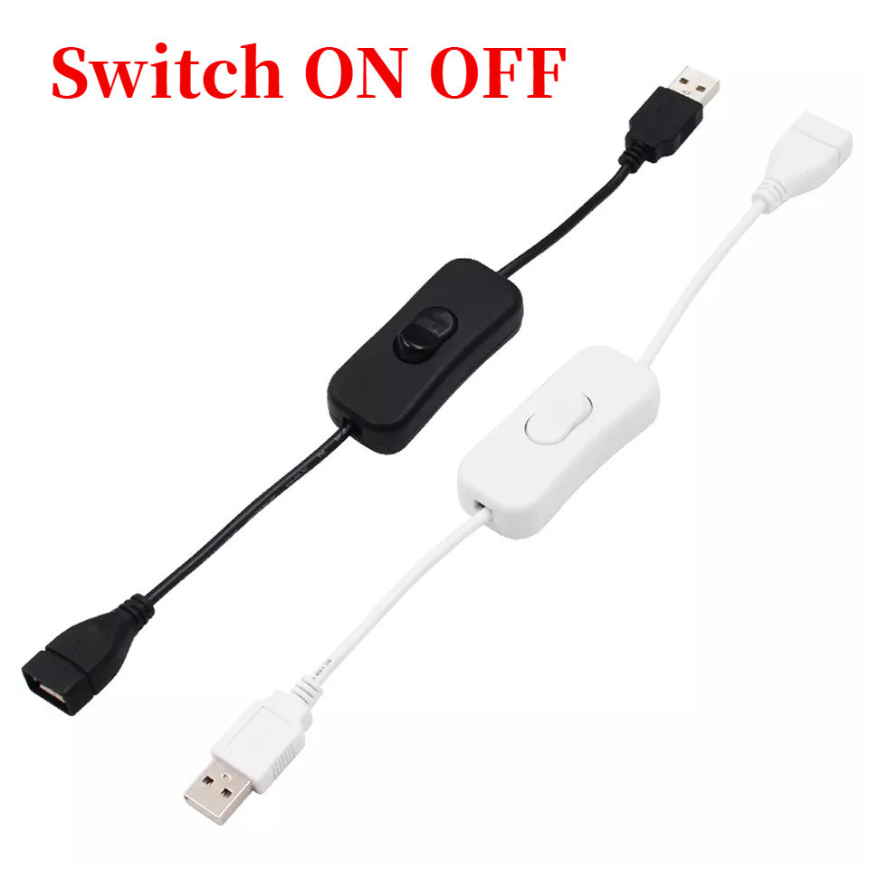 1PCS DC5V Power Line USB Cable Switch ON OFF Male to Female White For ...