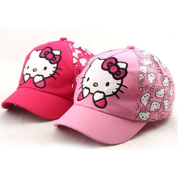 Topi Budak Kids Hats Girls Hello Kitty Baseball Cap Children Cartoon ...