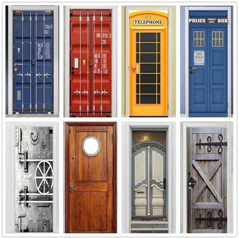 Custom Wood Grain PVC Self-Adhesive Door Sticker Wallpaper Vintage ...