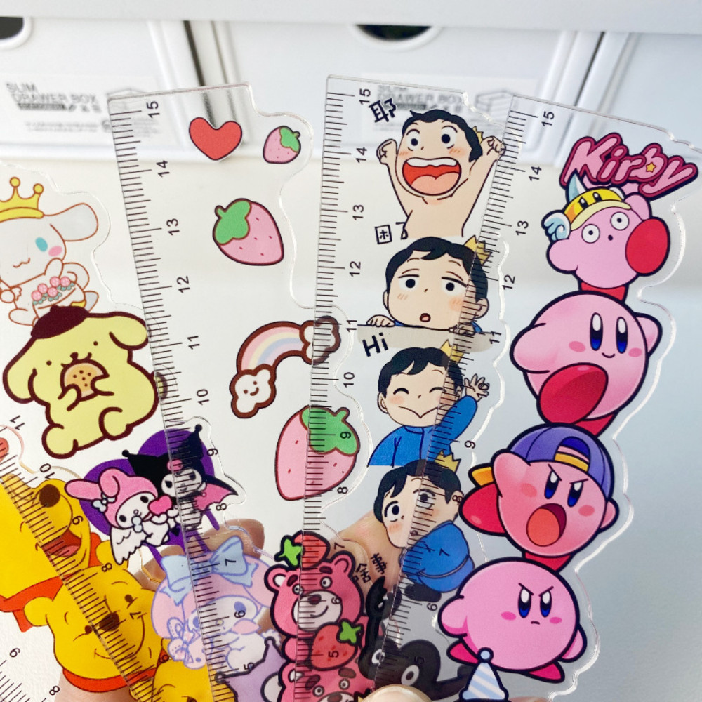 Cartoon Sanrio Labubu Acrylic Ruler Cute Strawberry Bear Stationery ...