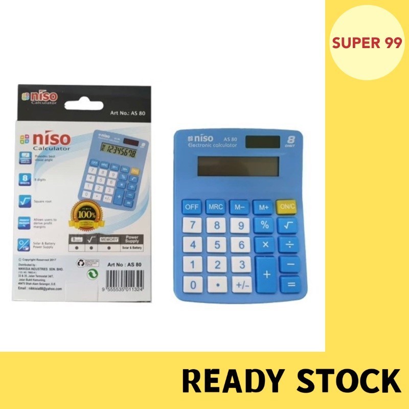 NISO Calculator Big Display Grand Total 8 Digit Memory Percentage ...
