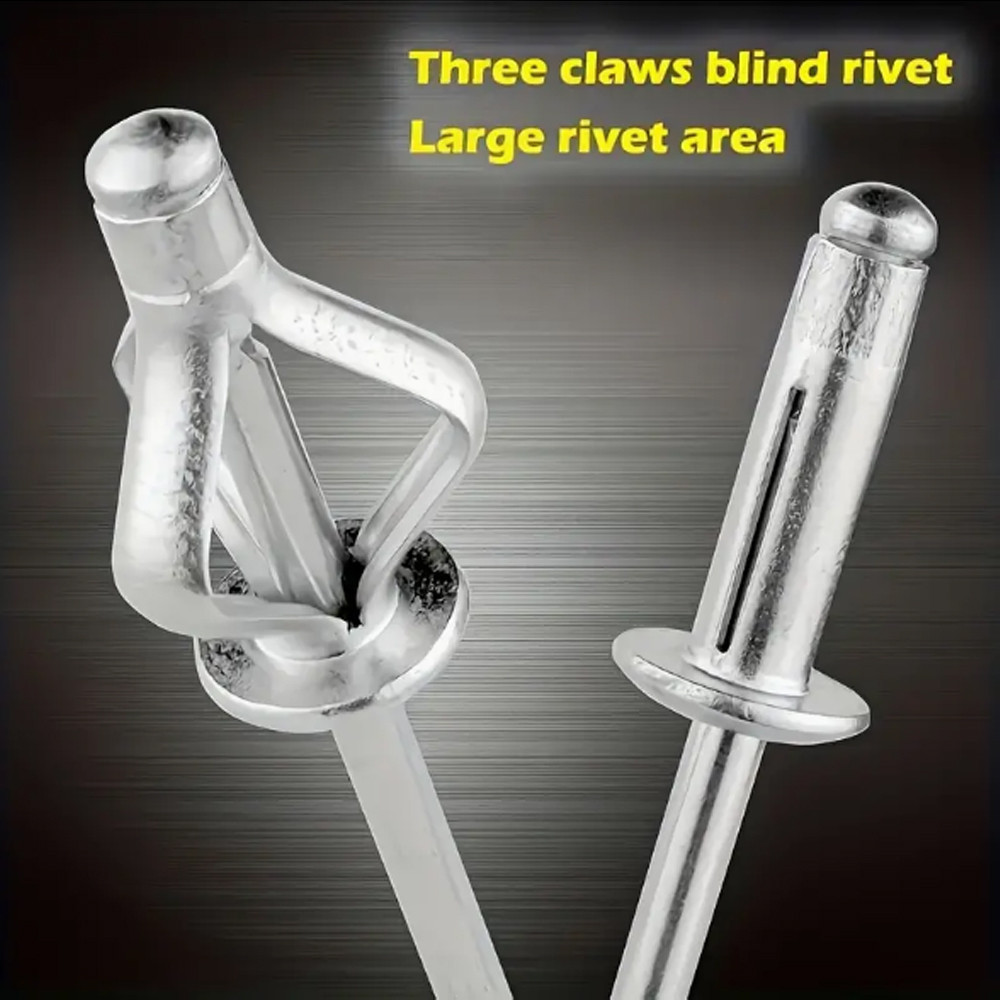 50pcs Trifold Rivets,Silver Aluminum Alloy Folding Blind Rivets,Tri ...