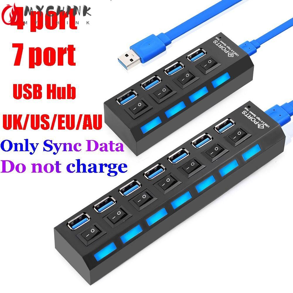CHINK 4/7 Port USB 3.0 Hub Sync Data Computers Socket on/ Switches for ...