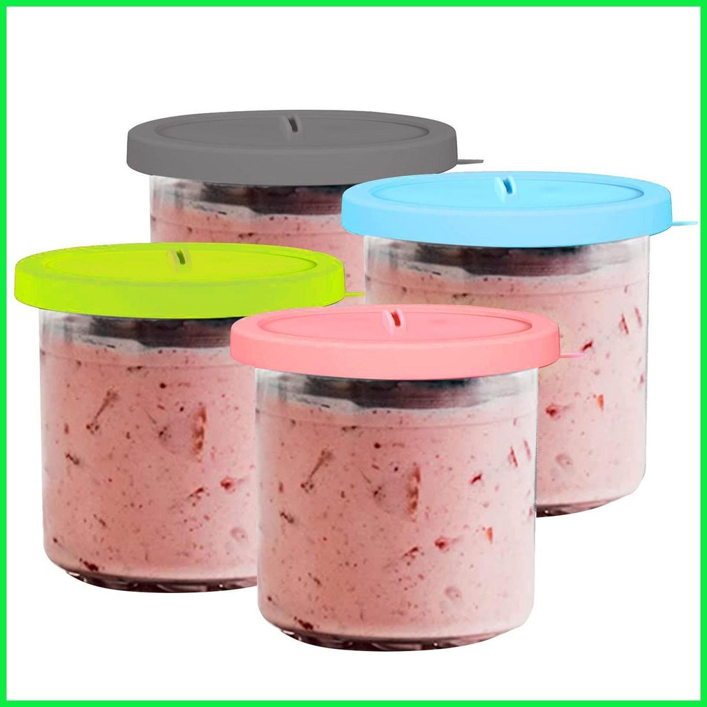 Ice Cream Container Tank Ice Cream Pint Jar with Lid Storage Tool with ...