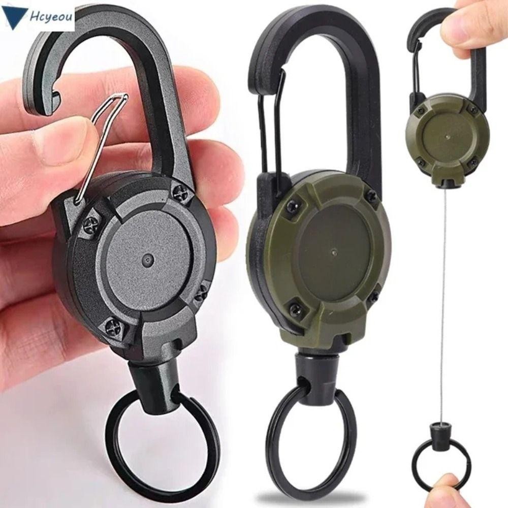 HCYEOU Pull Reel Carabiner, Steel Wire Rope Heavy Duty Key Chains ...