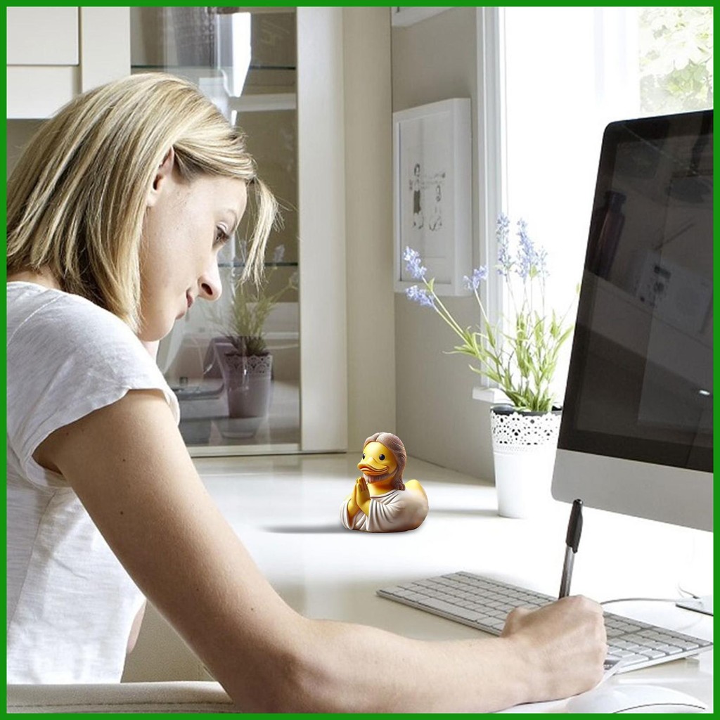 Praying Duck Sculpture Resin Desktop Jesus Duck Figurines Bright Colors ...