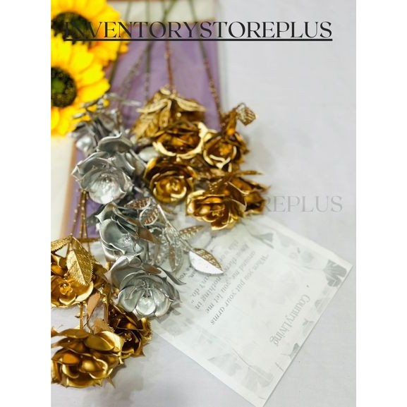 Gold Artificial Flower Daun Hiasan Emas Gubahan Bunga Hiasan Emas ...