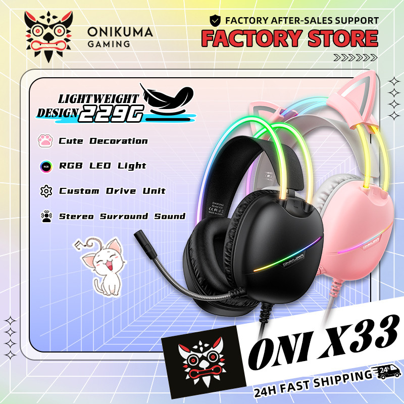 ONIKUMA X33 Wired Gaming Headset With RGB Dynamic Lights Headphones ...