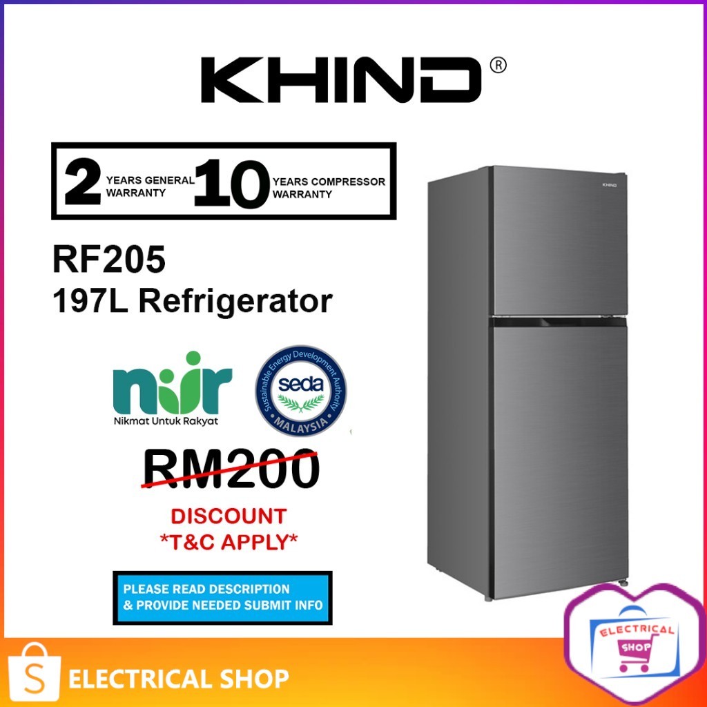 (SEDA) Khind 197L RF205 2 door Dual Inverter Refrigerator / Hisense ...