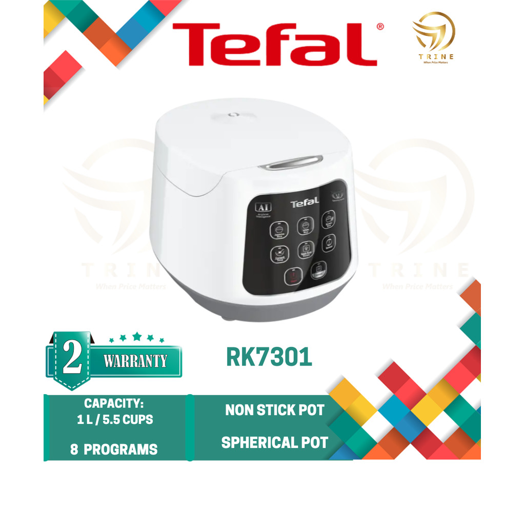 TEFAL 1.0L EASY RICE COMPACT FUZZY LOGIC RICE COOKER / NON STICK / TOUCH BUTTON - RK7301 ...