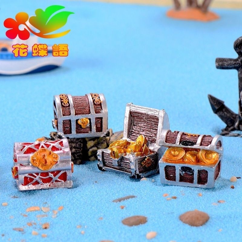 Pirate Decoration Gold Coin Treasure Box Decoration Aquarium Small ...