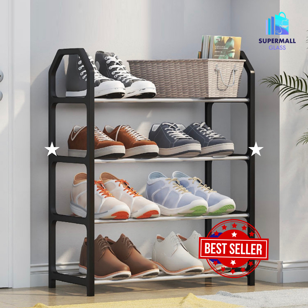 [LW] 4 Tier Shoe Rack Slipper Holder 4 Tier 4 Tier Stainless Pipe ...