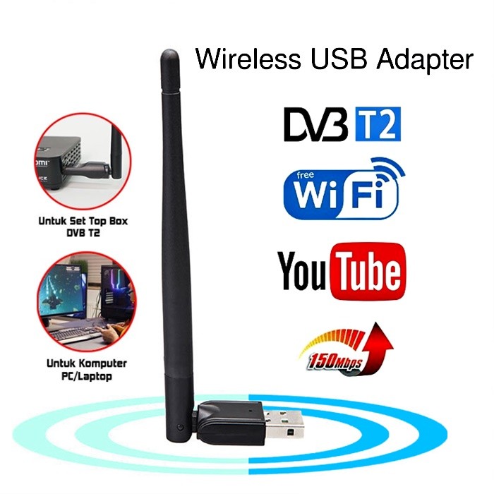 150Mbps DVB-T2 WiFi Adapter - Wireless Dongle Receiver for TV Box, PC ...