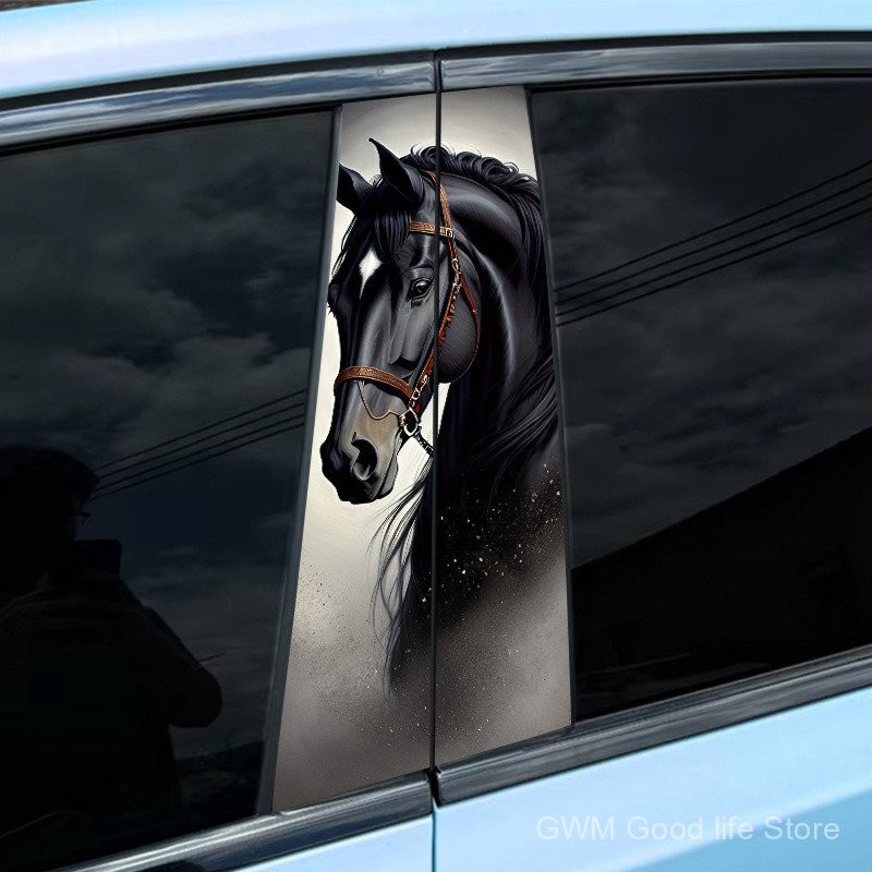 Car Sticker A-367 Unique Running Horse Center Column Sticker Pattern ...