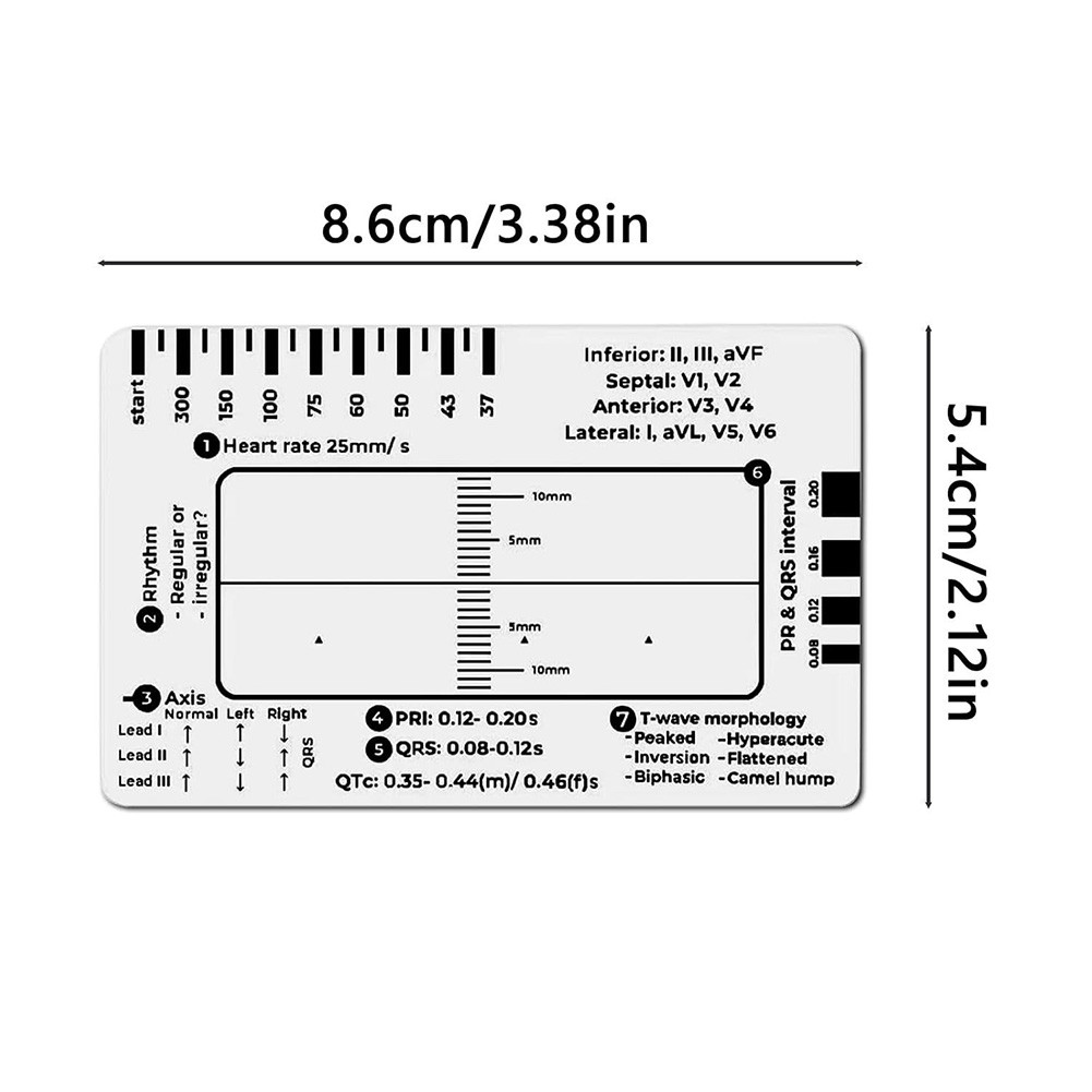 [Seriena.my] ECG 7 Step Ruler Portable ECG Measuring Card Reference Tool for ECG Observation ...