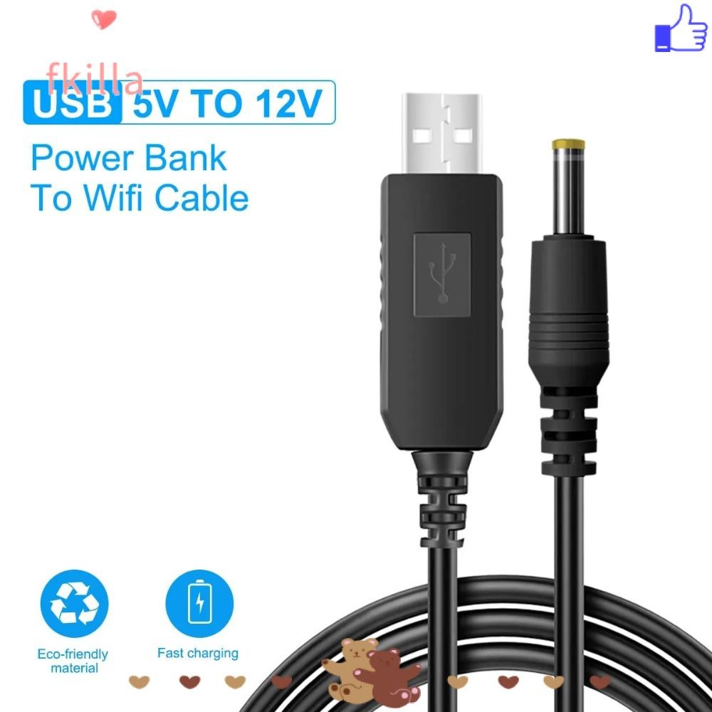 FKILLA1 Cable Boost Converter, 2.1X5.5MM Plug USB to DC WiFi to Powerbank, Step-up Cord for Wifi ...