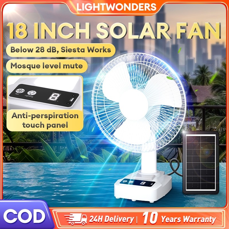 Shopee Choice Solar Stand Fan 16 inch Floor Fan Home Office Shaking Head Vertical Fan 3 Speed ...