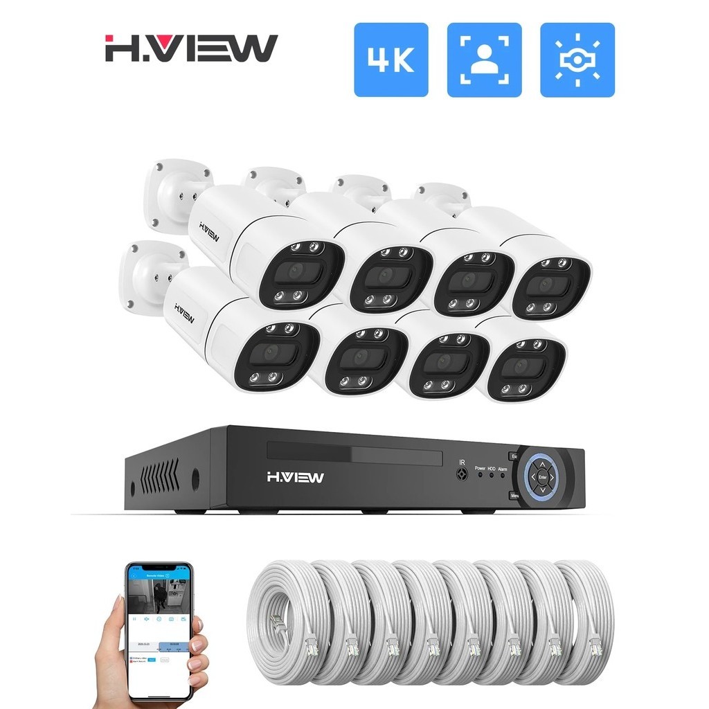 H.View 4K 5Mp 8Mp poe Cctv Security Camera System Home Video ...