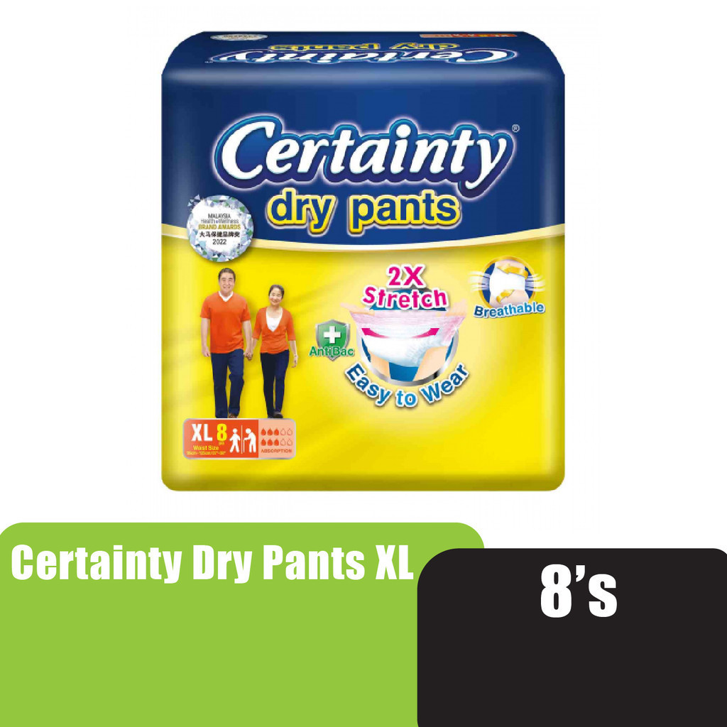 CERTAINTY Drypants Adult Diapers 8's Size - XL, Adult Diapers Pants ...