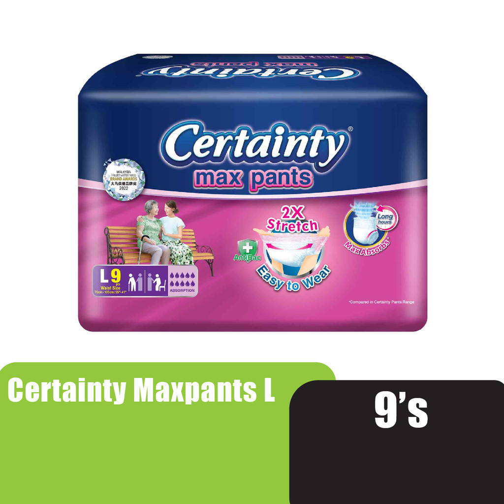 CERTAINTY Maxpants Adult Diapers 9's Size - L, Adult Diapers Pants ...