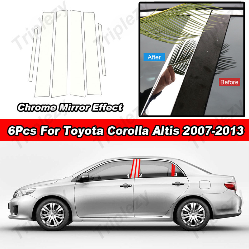 For Toyota Corolla Altis 2007-2013 2008 2009 2010 2011 2012 6Pcs Glossy ...